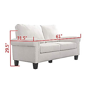 LOKATSE HOME Upholstered Loveseat Sofa Comfortable Modern Couch Indoor Furniture for Living Room, Bedroom, Office, Beige