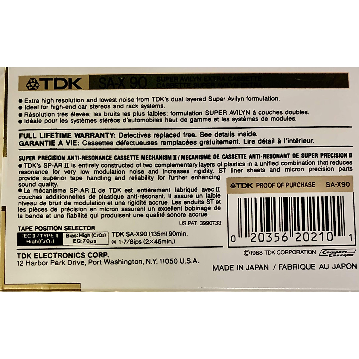 TDK SA-X 90 Minute Blank Cassette Tape