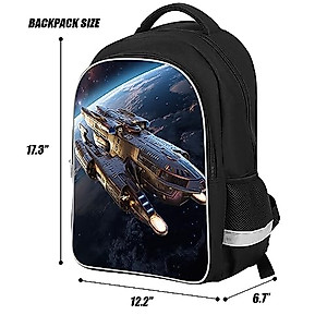 ZRENTAO Kids Backpack with Bald Eagle Design for Elementary School 17 Inch Lightweight Bookbag with Reflective Strips for Boys