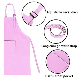TopTie Kids Apron and Chef Hat Set, Adjustable Cotton Child Cooking Kitchen Apron, S-XXL-light pink-S