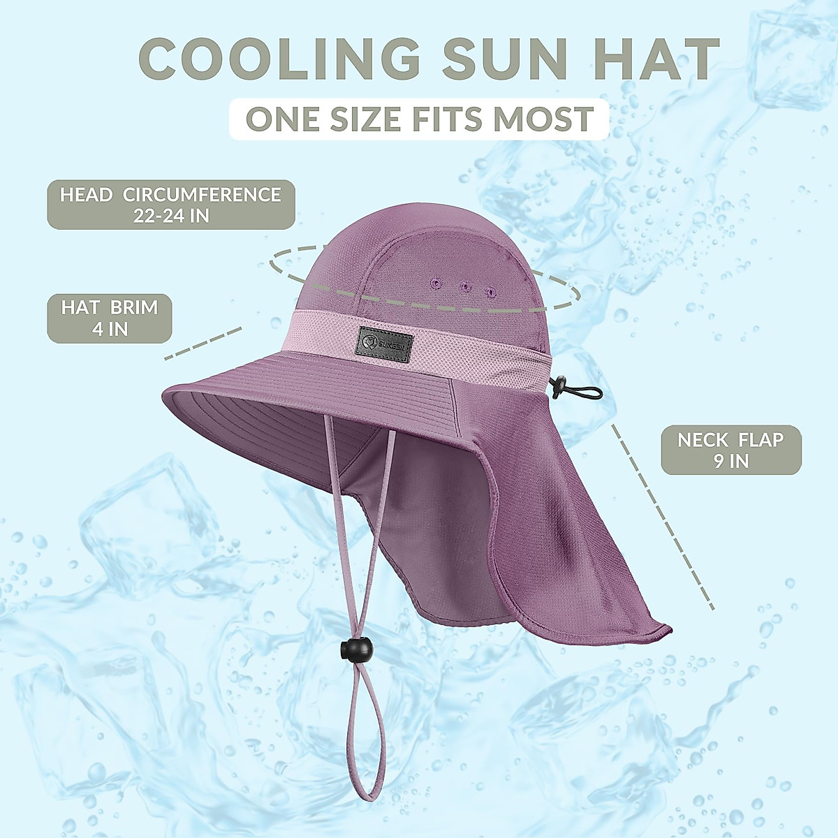 Sukeen Cooling Sun Hat for Men Women UPF50+ Wide Brim Fishing Hat with Neck Flap Adjustable Foldable Bucket Hat for Hiking Purple