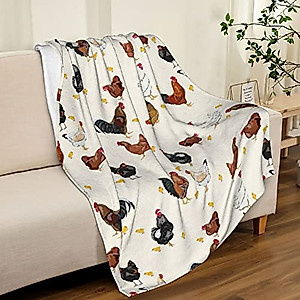 KOPOEELK Chicken Blanket for Kids, Cute Chicken Throw Blanket, Chicken Gifts for Chicken Lovers, Soft Cozy Flannel Throw Blanket for Chicken Decor 50x40 Inches