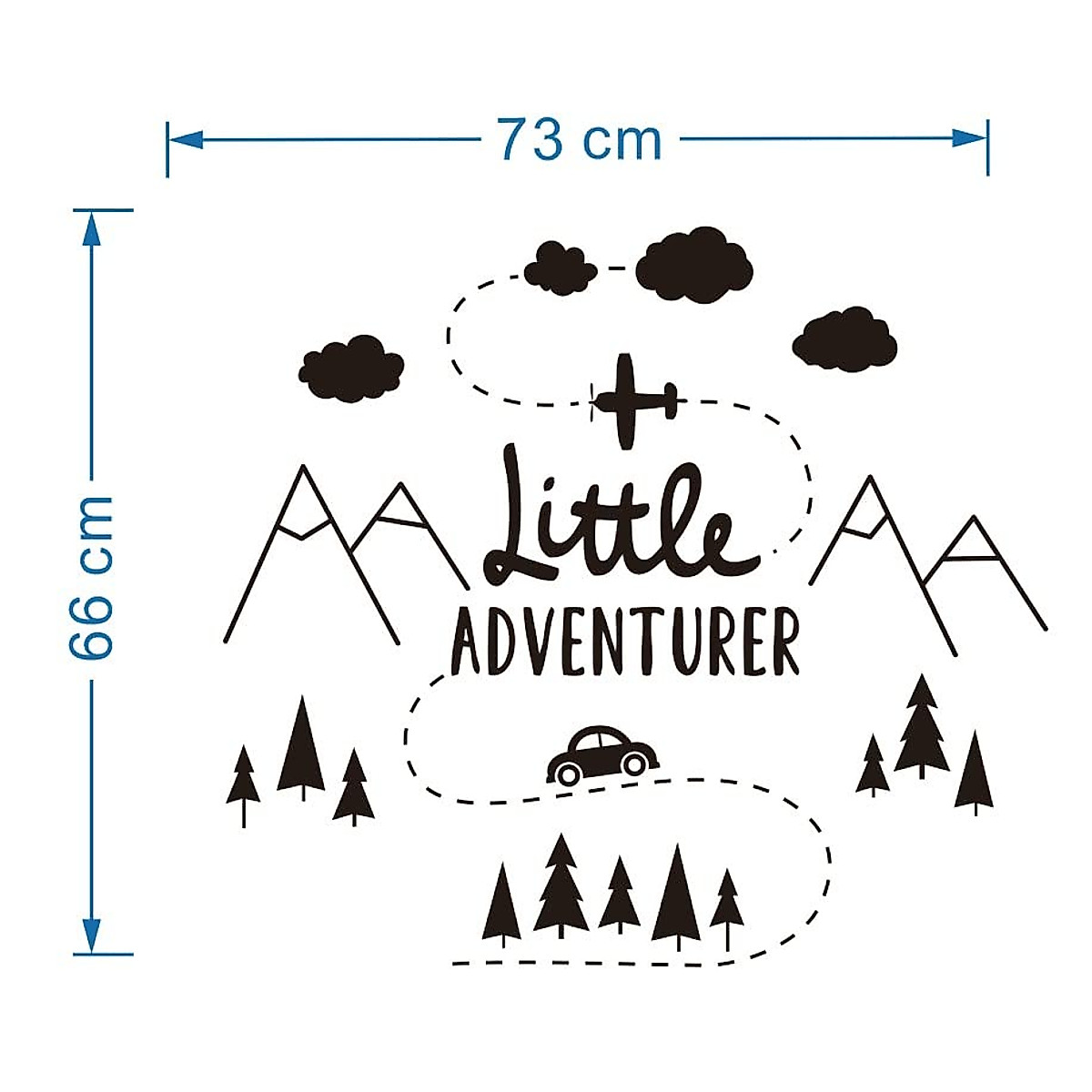 UILMNIY Kids Room Little Adventure Wall Sticker Mountain Car Boys Room Nursery Bedroom Wall Decor Decals Vinyl Interior Mural AFN119(73X66CM)