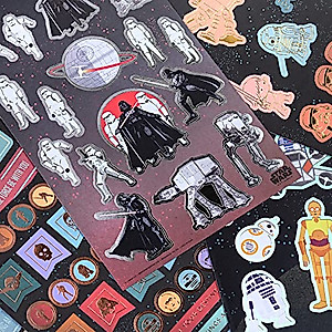 Star Wars x Erin Condren Classic Sticker Book - 254 Stickers Total. 12 Mixed Metallic Sticker Sheets. 5" x 7.75". Fun and Functional Star Wars Designs by Erin Condren.
