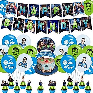 Soccer Party Decorations,Birthday Supplies For Soccer 2023 Includes Banner Cake Topper 12 Cupcake Toppers 18 Balloons