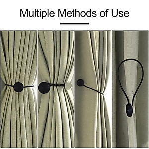 Voilamrt Curtain Tie Backs 4PCS, Magnetic Curtain Tiebacks, Tie Backs for Curtains, Curtain Weaving Holder Buckles for Drapes, Home, Office, Hotel Window Decoration (Black)