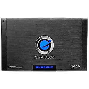 Planet Audio AC2000.2 Anarchy Series Car Audio Amplifier - 2000 High Output, 2 Channel, 2/8 Ohm, High/Low Level Inputs, High/Low Pass Crossover, Full Range, Hook Up To Stereo and Subwoofer,Black