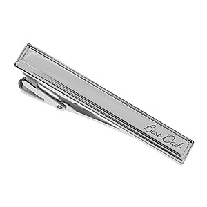 Personalized Silver Stainless Steel Beveled Tie Clip Bar Custom Engraved Free - Ships from USA