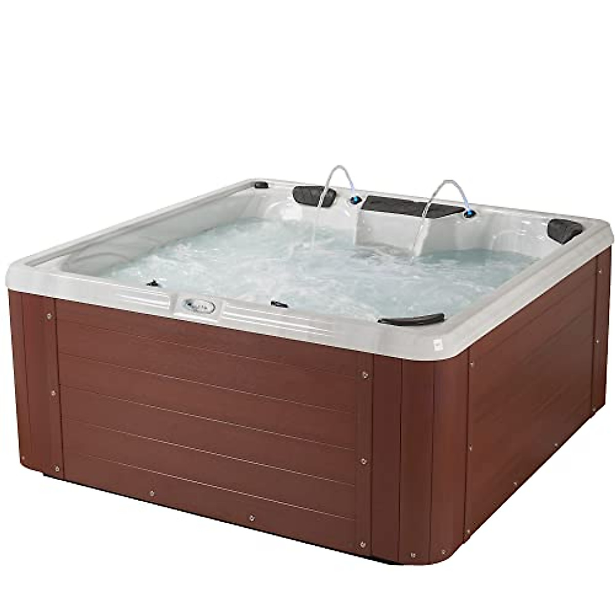 AquaLife Nautical 4-Person 24-Jet Acrylic Non-Lounger Hot Tub with Face-to Face Seating, Bluetooth Stereo, Insulated Cover