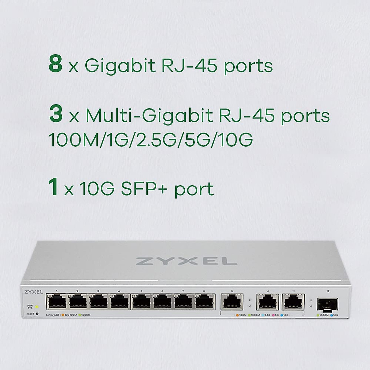 Zyxel 12-Port Web-Managed Multi-Gigabit Switch | 3X 10 | 1x 10G SFP+ [XGS1250-12]
