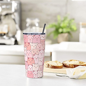JASROTAO Cute Pigs Tumbler,Pigs 20oz Stainless Steel Insulated Travel Tumbler,Travel Coffee Mug with Lid and Straw Water Bottle Drink Tumbler Cups Gifts for Women Men Lovers