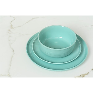 Double Line 10.5" Dinner Plate, Set of 6, Seafoam