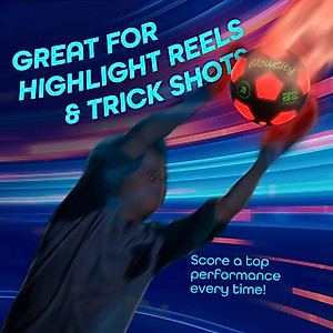 GlowCity Light Up LED Soccer Ball for Kids - Size 3, Black/Red