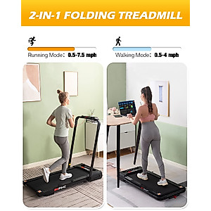 FYC Under Desk Treadmill - 2 in 1 Folding Treadmill Desk Workstation for Home 300LBS Weight Capacity, 3.5HP Free Installation Foldable Treadmill Compact Electric Running Machine for Office, Black