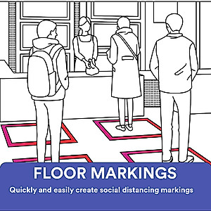 3M Vinyl Tape 471, 2 in x 36 yd, Red, 24 Rolls, Red Floor Tape, Paint Alternative for Floor Marking, Social Distancing, Color Coding, Safety Marking