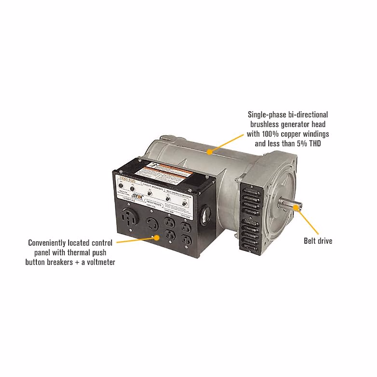 NorthStar Belt Driven Generator Head - 10,000 Surge Watts, 9,600 Rated Watts, 18 HP Required