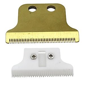 Adjustable 2 Hole Double Wide Trimmer Replacement Blade for Wahl Detailer #8290 5 Star Razor Edger #8051 G-Whiz #8986 Sterling Definitions #8085(Ceramic + Gold Blade)