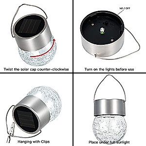 SUNWIND Hanging Solar Ball Lights Outdoor - 8 Pack Cracked Glass Decorative Garden Lights Waterproof Solar Lanterns for Yard, Patio, Fence, Tree, or Holiday Decoration(White)