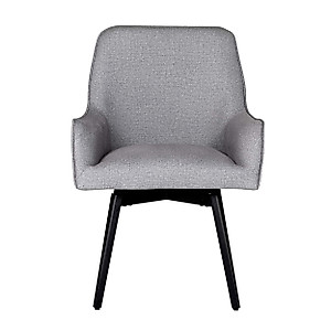 Studio Designs Home Contemporary Spire Luxe Swivel, Rotating, Upholstered, Accent Dining Arms and Metal Legs in Heather Gray Home-Office-Desk-Chairs, 25.5" W x 24" D x 35.5" H