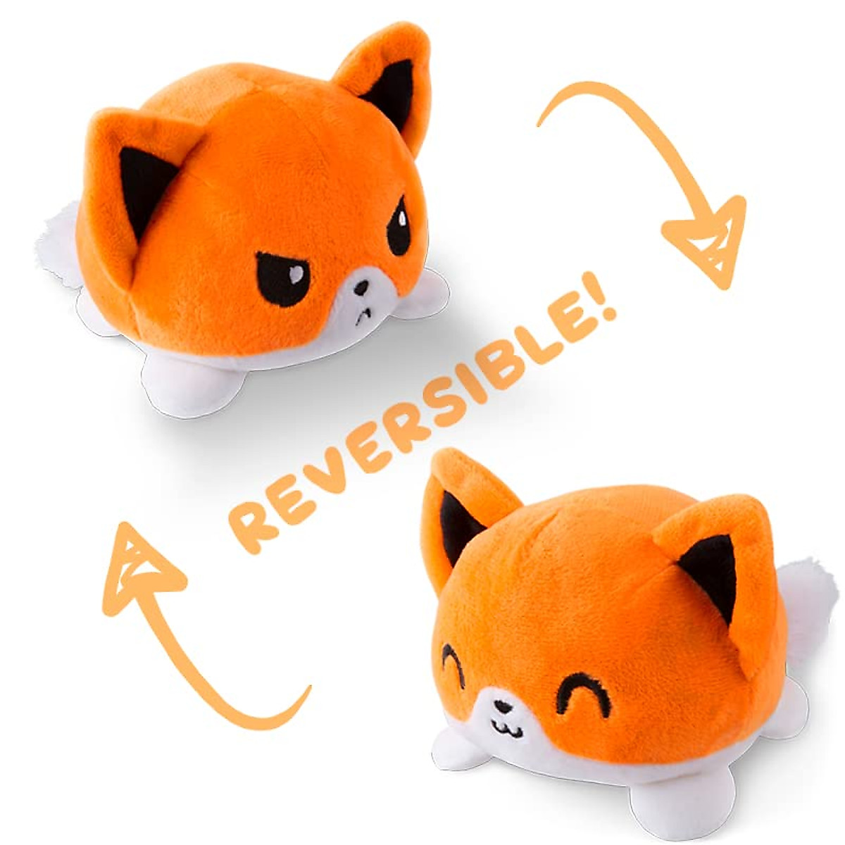 TeeTurtle - The Original Reversible Fox Plushie - Orange - Cute Sensory Fidget Stuffed Animals That Show Your Mood