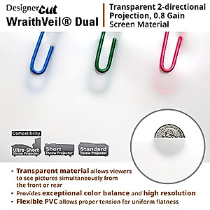 Elite Screens Designer Cut 135" Diag. 16:9, 4K/8K Ultra HD Front/Rear DIY Raw Projector Screen Material, WraithVeil Dual Projection Screen, RM-135H-DUAL