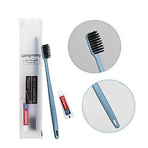 Lomgwumy Disposable Toothbrush, Toothbrush Bulk, Bulk Toothbrush and Toothpaste Sets, 4 Colors, Individually Packaged, Delicate and Practical, Suitable for Hotel, Home, Travel, Camping (PACK-32)