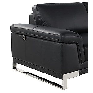 Blackjack Furniture Weston Collection Italian Leather Living Room, Den Loveseat, Black