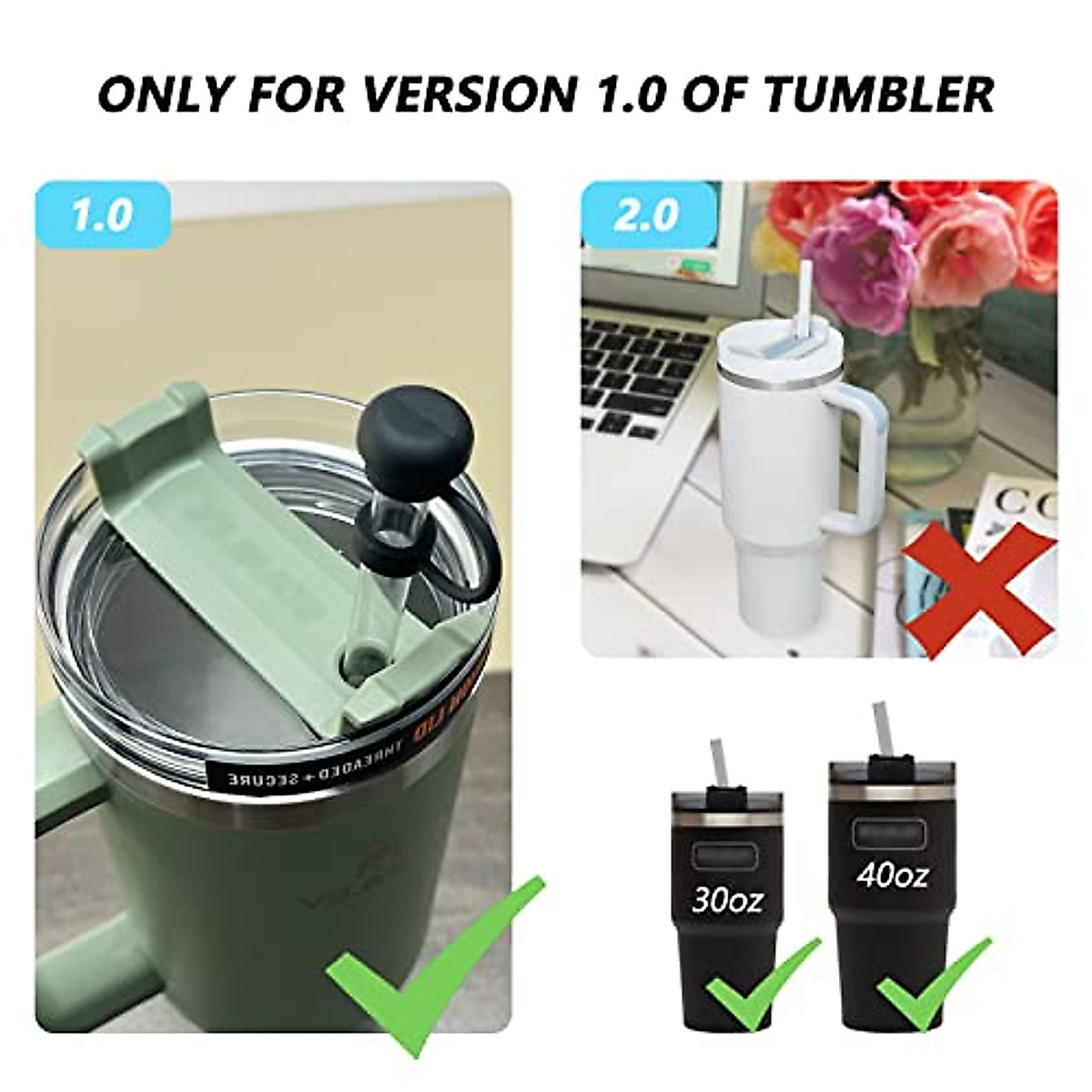 Silicone Spill Proof Stopper Set,Compatible with Stanley 30&40 Oz Tumbler 1.0,6 pack Stanley Cup Accessories, Spill Stopper for Stanley Cups Accessories (Black 6Pack)