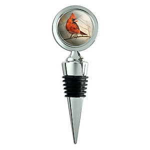 Cardinal Red Bird on Tree Branch Wine Bottle Stopper