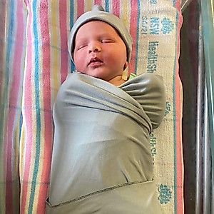 Rupert & Friends - Soft Newborn Swaddle Set Boy - Premium 5 Piece Set Including Receiving Blanket and Hello World Newborn Sign - Keep Your Newborn Safe and Warm in a Baby Muslin Blankets