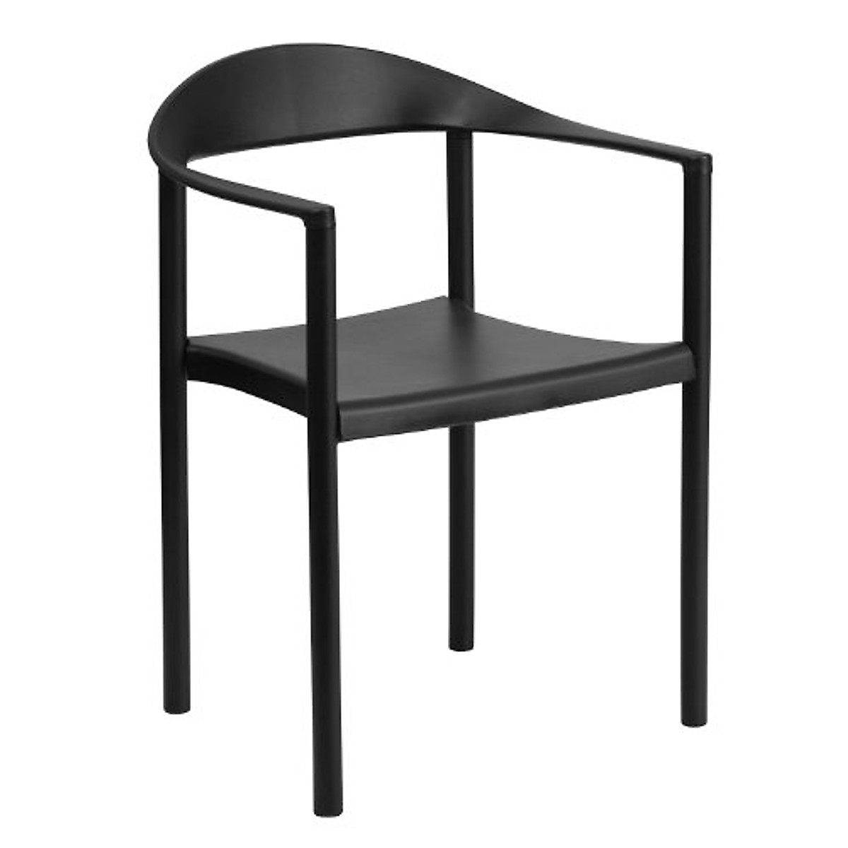 EMMA + OLIVER 1000 lb. Capacity Black Plastic Cafe Stack Chair