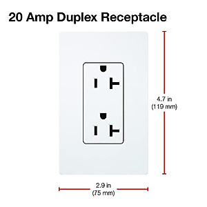 Lutron SCR-20-SW Satin Colors 20-Amp Receptacle, Snow