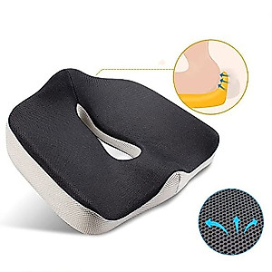 BUZZNN Seat Cushion for Office Chair, Desk Chair Car Seat Cushion for Tailbone Pain, Ergonomic Memory Foam Coccyx Seat Cushion for Sciatica, Back Pain Relief
