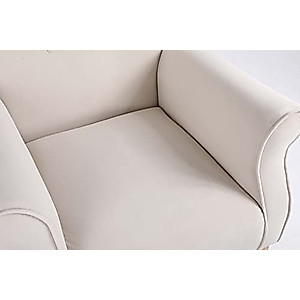 GIA Modern Nursery Rocking Chair Comfy Velvet Upholstered Glider Arm Rocker Padded Seat with High Backrest for Bedroom Living Room,Wooden Frame, Beige