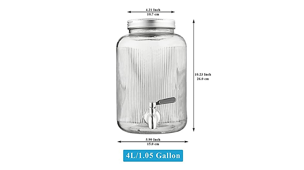 Berglander 1 Gallon Glass Drink Dispenser for Events