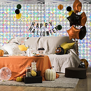 5 Packs Disco Foil Curtain, Retro 70s Disco Silver Metallic Foil Curtain Backdrop for Disco Bachelorette Party,Bridal Shower, Wedding Supplies