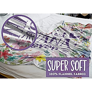 InnoBeta Nana Throw Blanket - Best Nana Ever Flowers - Nana Gifts Flannel Blankets on Mother's Day, Christmas, Birthday, Thanksgiving - 50" x 65"