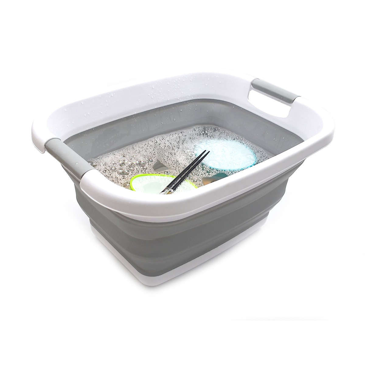 SAMMART 25L (6.6 gallon) Collapsible Laundry Basket/Tub - Foldable Storage Container/Organizer, Water capacity: 20L (5.28 gallon) (Grey)