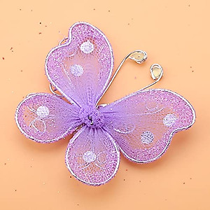 Yosoo Health Gear Purple Wire Butterflies, Mesh Butterfly Sheer, 24Pcs Sheer Mesh Wire Glitter Butterfly Wedding Party Clothing Decoration DIY Supplies for Decorating(Purple)