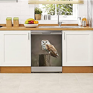 Rustic Farmhouse Dishwasher Magnet Cover Barn Owl Portrait Magnetic Refrigerator Stickers Decorative Appliance Cover Fridge Panels Metal Door Garage 23x26in