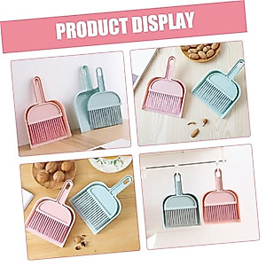 MUCKLILY 2pcs Kids Mini Broom and Dustpan Set Handheld Cleaning Tool for Desktops and Pet Areas Small Whisk Broom and Dustpan Pink and Blue