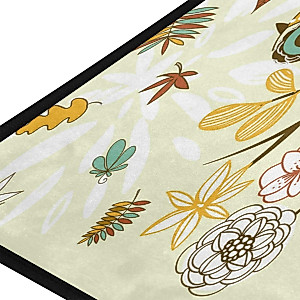 Owl Autumn Floral Background Kitchen Rugs Non-Slip Kitchen Mats Bath Runner Rug Doormats Area Mat Rugs Carpet for Home Decor 39" X 20"