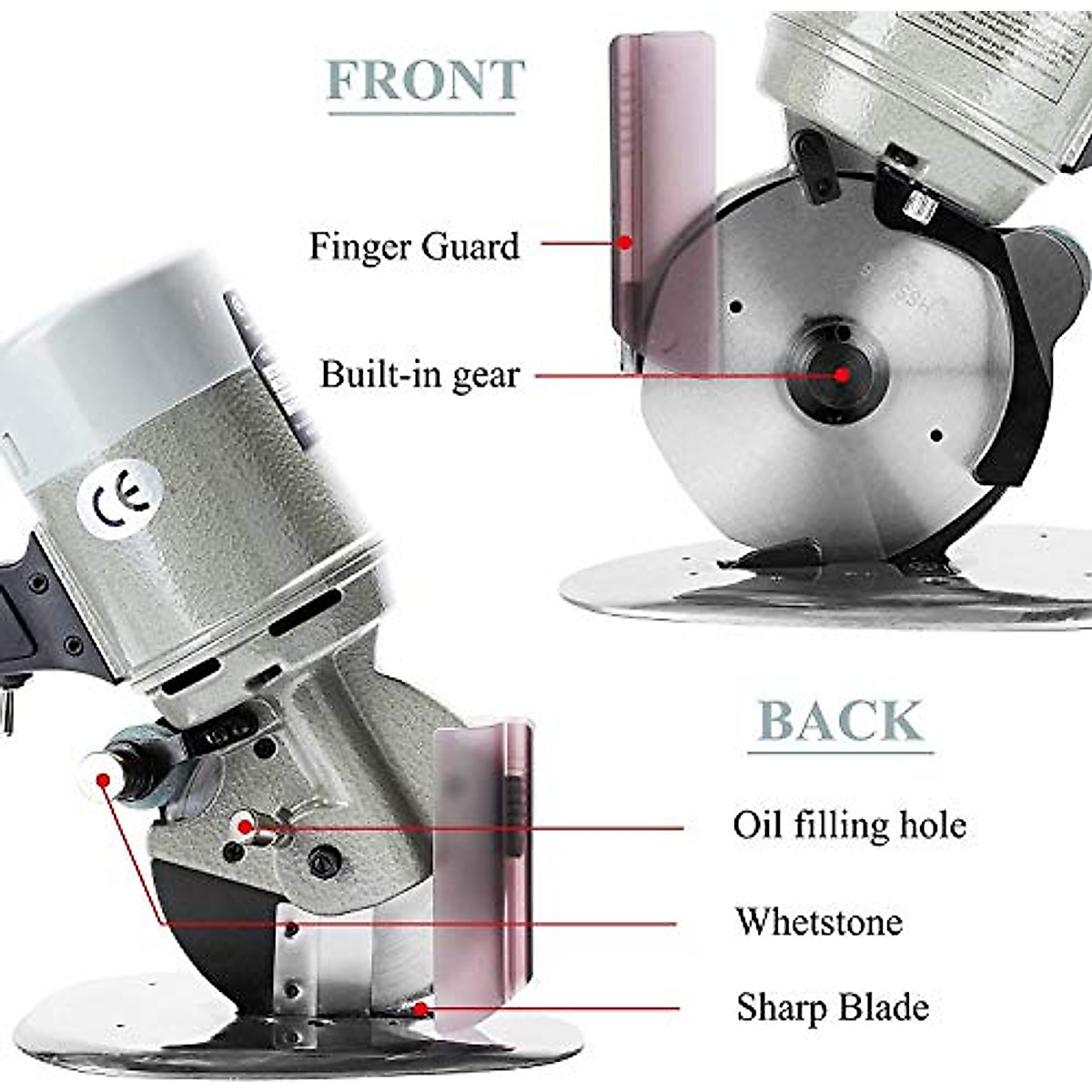 CGOLDENWALL YJ-125A Octagonal Electric Fabric Cutter Cloth Cutting Machine Electric Scissors for Cloth Textiles Paper Leather Rubber and Carpet With Sharpening Device & Blade Diameter 125mm 110V