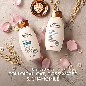 Aveeno Rose Water & Chamomile Blend Sulfate-Free Conditioner with Colloidal Oat for Dry Sensitive Scalp, Gentle Cleansing Conditioner for Fine, Fragile Hair, Paraben & Dye-Free, 12 Fl Oz