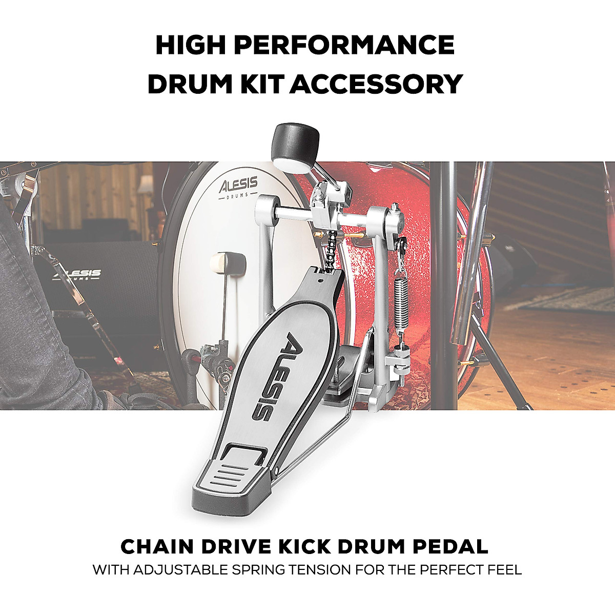 Alesis Drums KP1 – Chain Drive Kick Drum Pedal for Virtually any Alesis Electric Drum Set or Acoustic Drum Kit