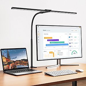 EppieBasic LED Desk lamp,Double Head Architect Desk Lamps for Home Office,Extra Bright Workbench Office Lighting,Eye Protection Modern Desk Light for Monitor Studio Working Reading 1200LM