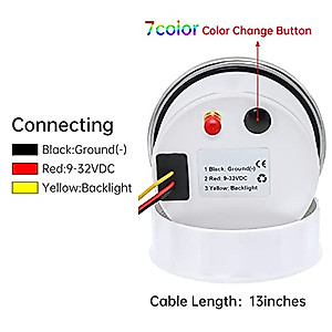 ARTILAURA GPS Speedometer Car Boat GPS Speedometer 85mm 3-3/8" 7 Color 80MPH Waterproof Gauge 9-32V for AUTO Motorcycle Marine Truck (White)