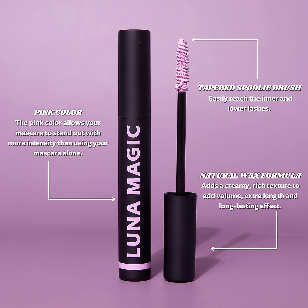 LUNA MAGIC Va-Va Pink Lash Primer for Mascara, Lengthening & Volumizing, for Longer & Thicker Lashes 0.9ml