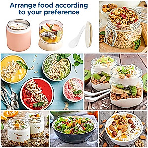 UHAPEER Oatmeal Yogurt Container, Overnight Oats Containers with Lids and Spoon, Stainless Steel Insulated Food Container, 2-Tier Cereal Cup On the Go, Parfait Cup Milk Container for Breakfast Lunch