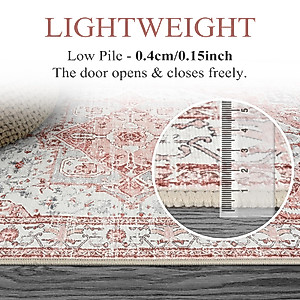 Lahome Boho Pink Rugs for Bedroom Girls, 3x5 Non Slip Carpet for Living Room, Washable Vintage Medallion Accent Throw Rugs with Rubber Backing Carpet for Entryway Kitchen Office Dining Room